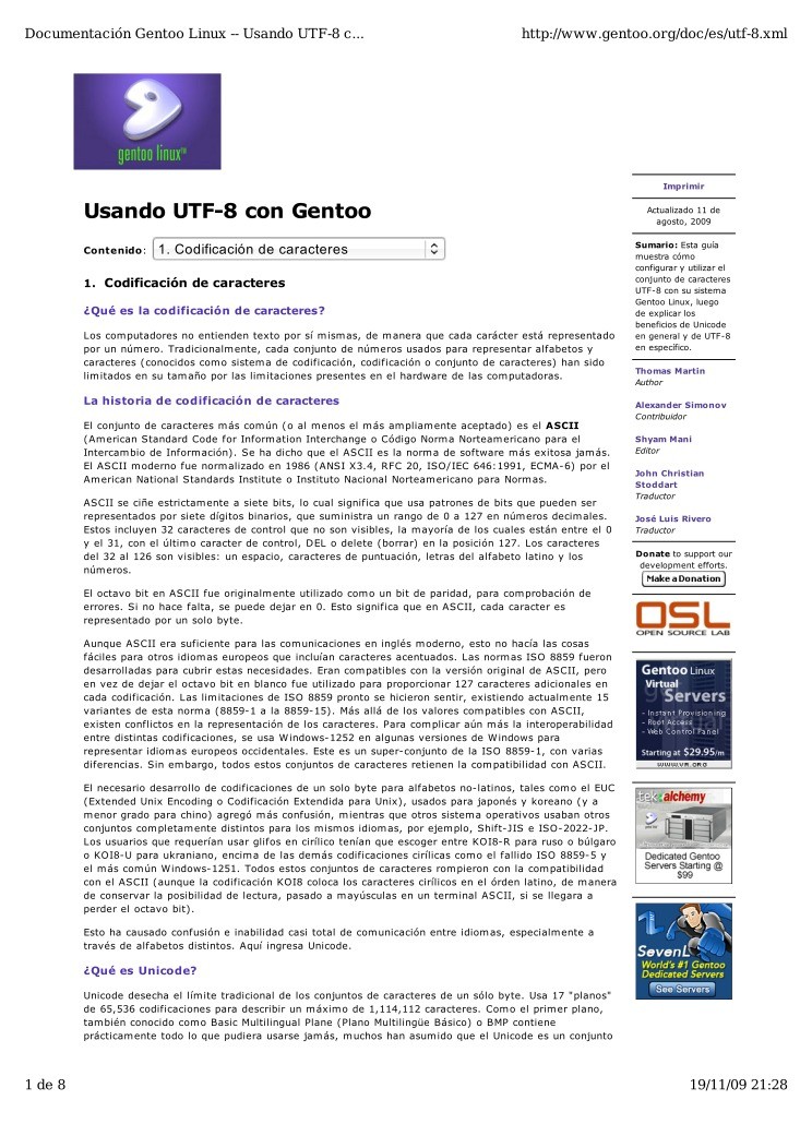 PDF de programación - Usando UTF 8 con Gentoo